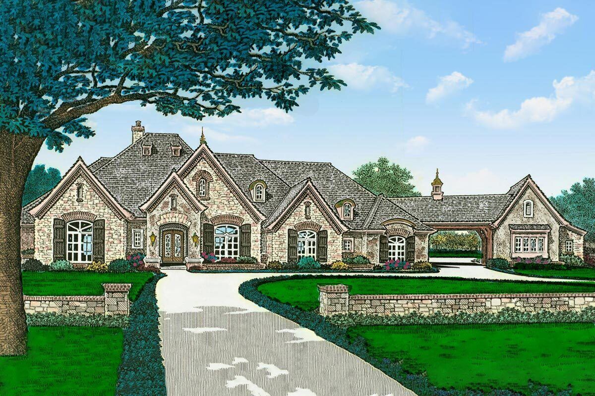 Single-Story 6-Bedroom Country Farmhouse with Exterior Options and ...