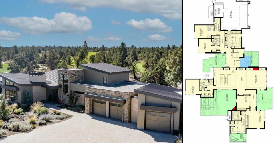 One-Story 4-Bedroom Transitional House with Large Verandah in Back ...