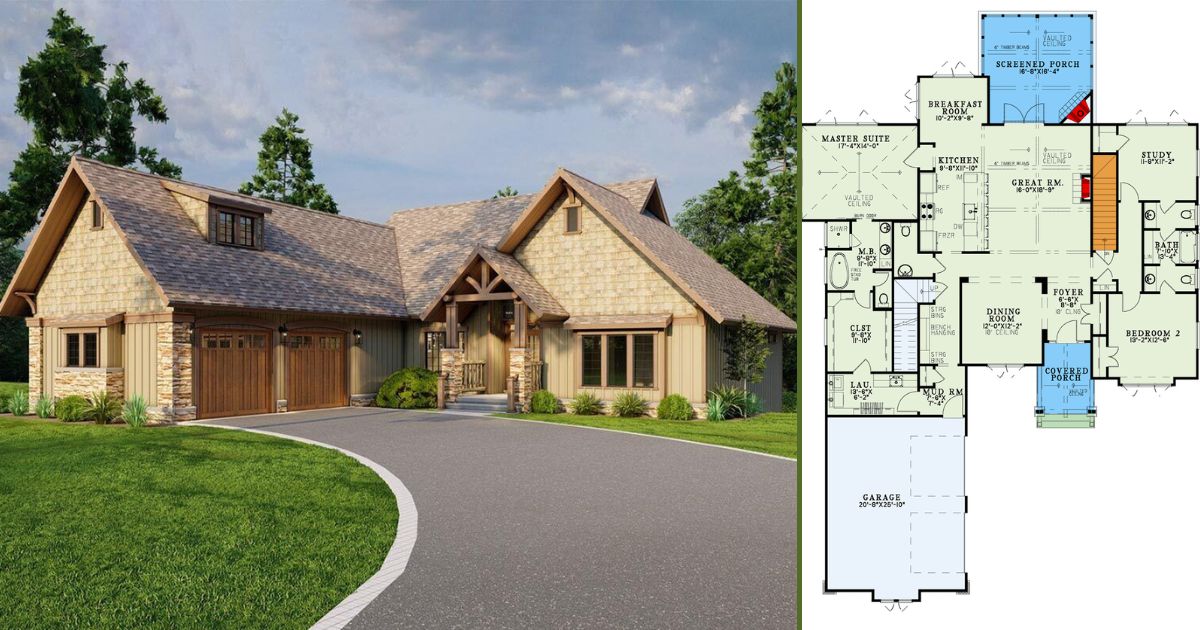 4-Bedroom 1-Story Rustic Craftsman House With Finished Lower Level and ...