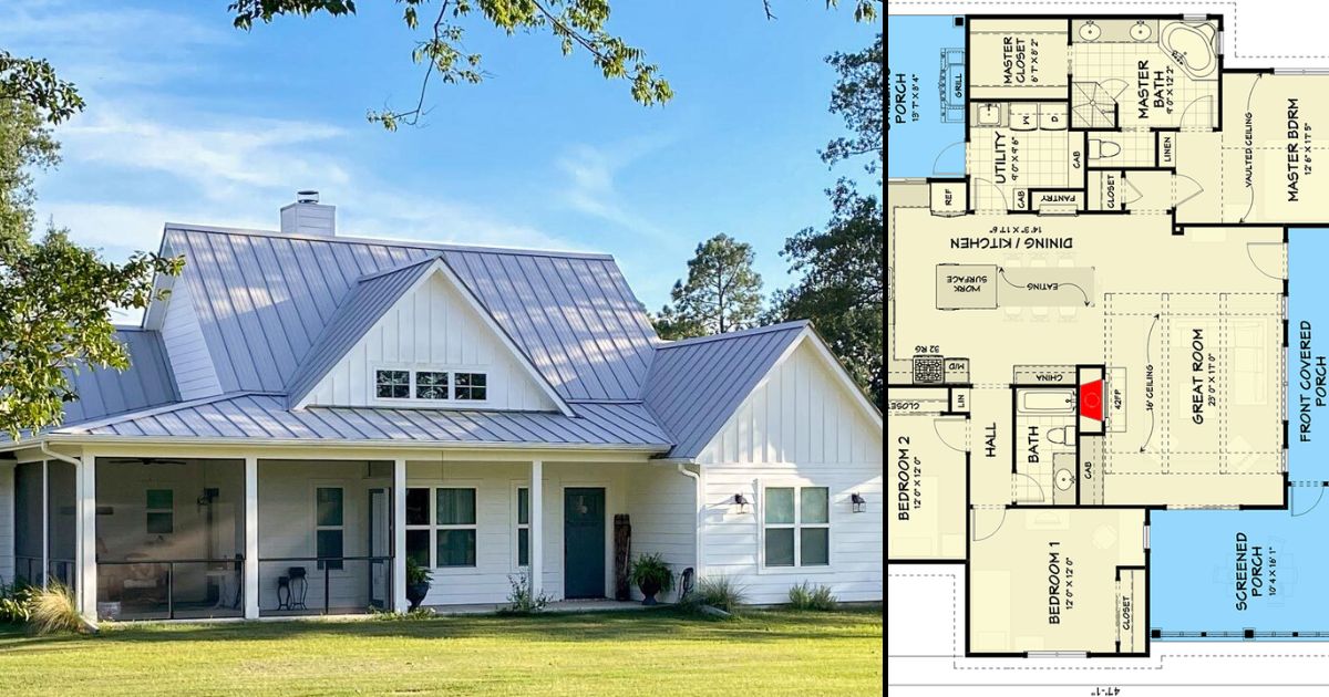 3-Bedroom 1-Story Farmhouse with Detached 2-Car Garage (Floor Plan)