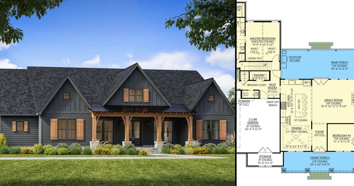 2-Story 4-Bedroom Modern Farmhouse With Outdoor Kitchen and Optional ...