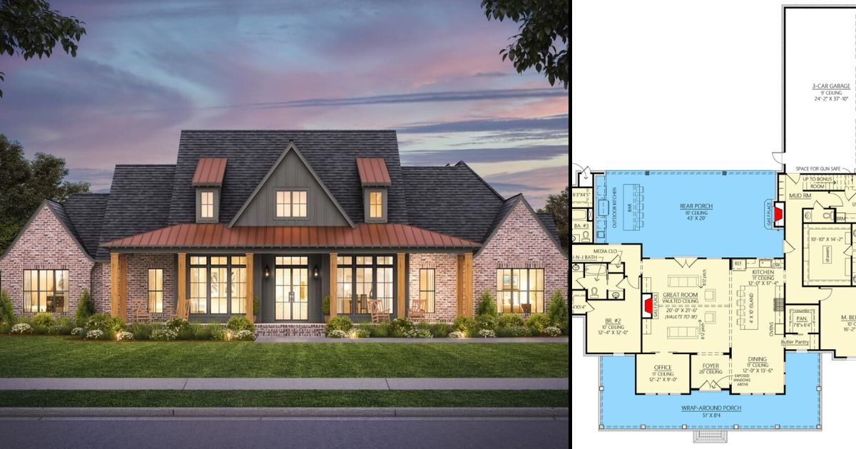 4-Bedroom Single-Story Modern Farmhouse With Home Office and Vaulted ...