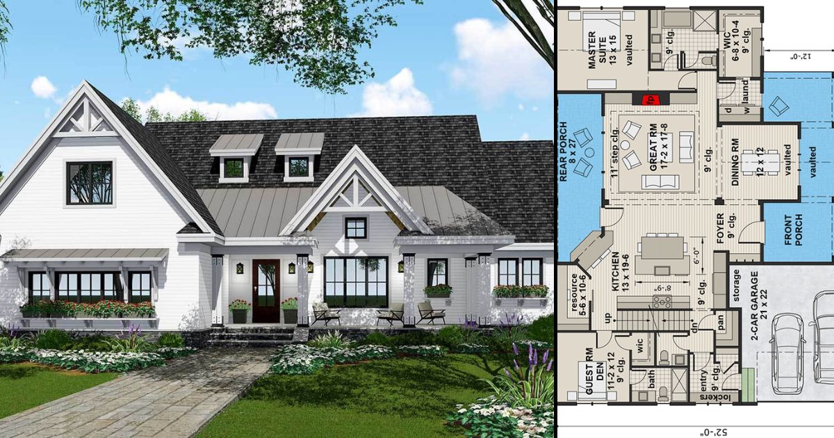Country Style 4-Bedroom 2-Story Craftsman Home With Guest Suite and ...