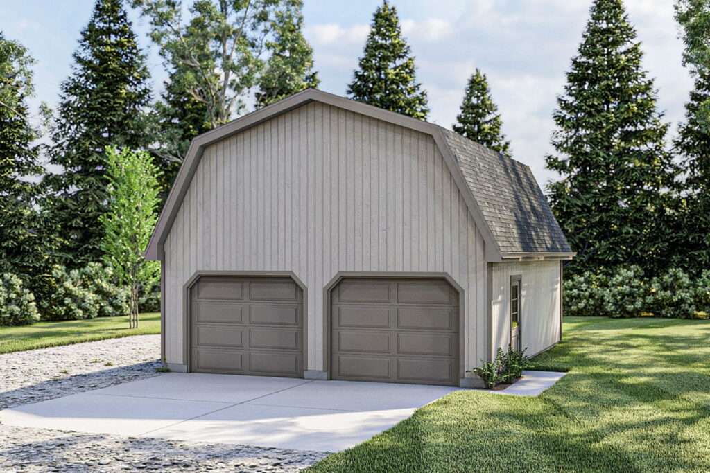 2-Car Single-Story Barn Style Garage with Attic Storage and Workshop ...