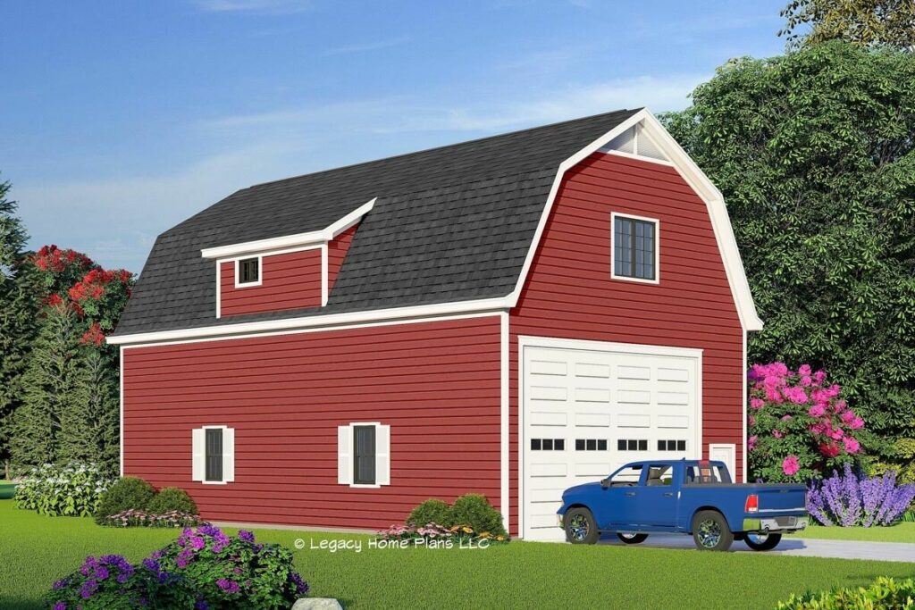 2-Bedroom Dual-Story Barn Style House With Spacious RV Garage (Floor Plan)