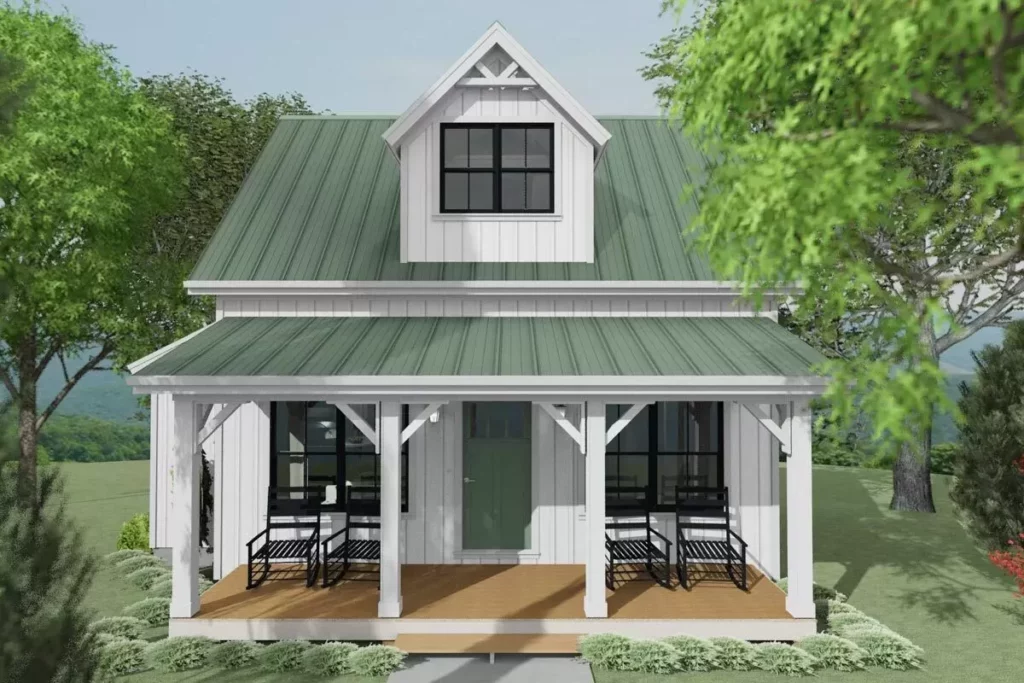 2-Bedroom 2-Story Modern Farmhouse with Spacious Ceilings (Floor Plan)