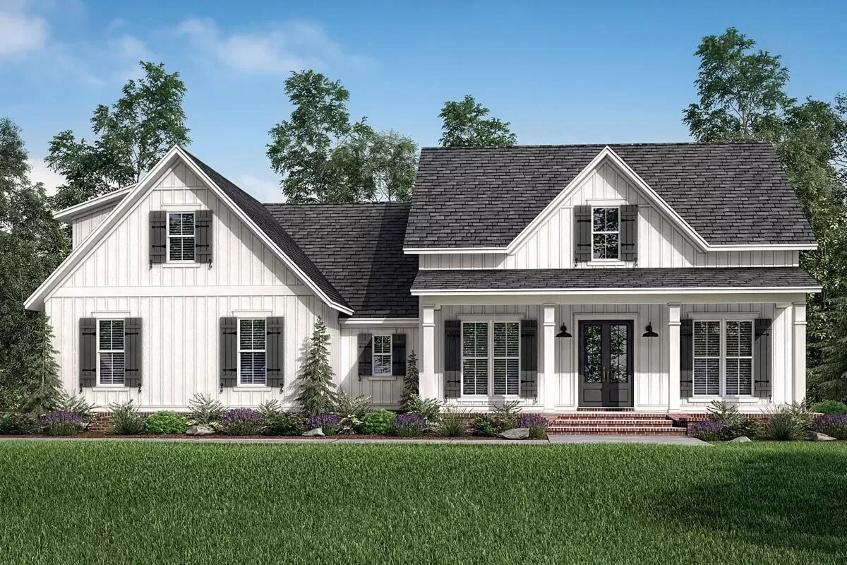 Dual-Story 3-Bedroom Modern Farmhouse with Optional Bonus Room (Floor Plan)