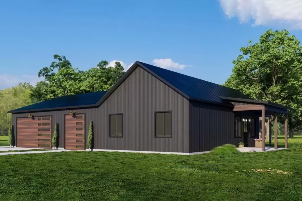 2-Bedroom One-Story Rustic Shop House with Dual Covered Outdoor Spaces ...