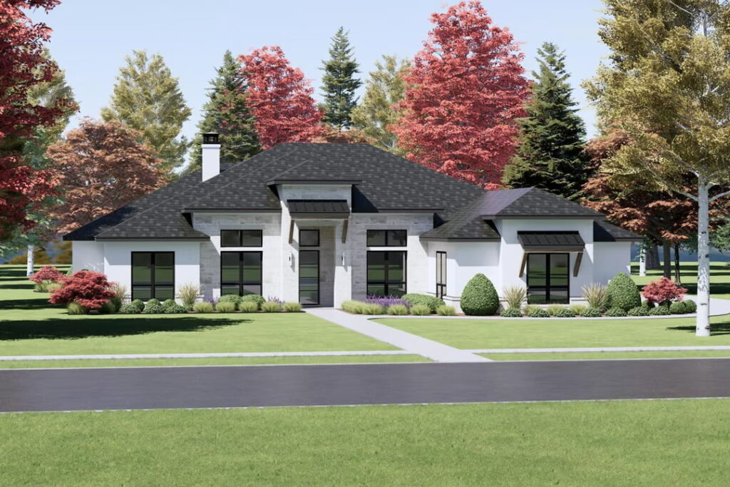 4-Bedroom 1-Story New American Ranch with Luxurious Split-Bed Layout ...