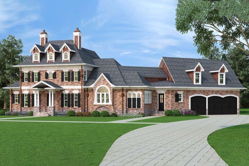 4-Bedroom 2-Story Grand Colonial House with Angled Garage (Floor Plan)
