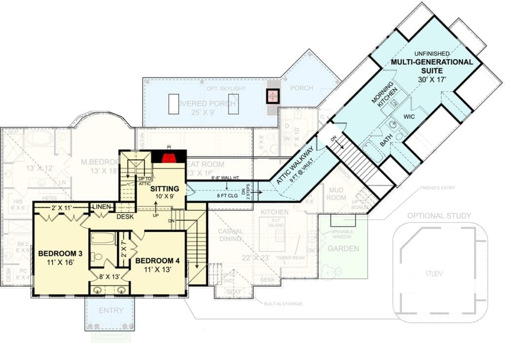 4-Bedroom 2-Story Grand Colonial House with Angled Garage (Floor Plan)