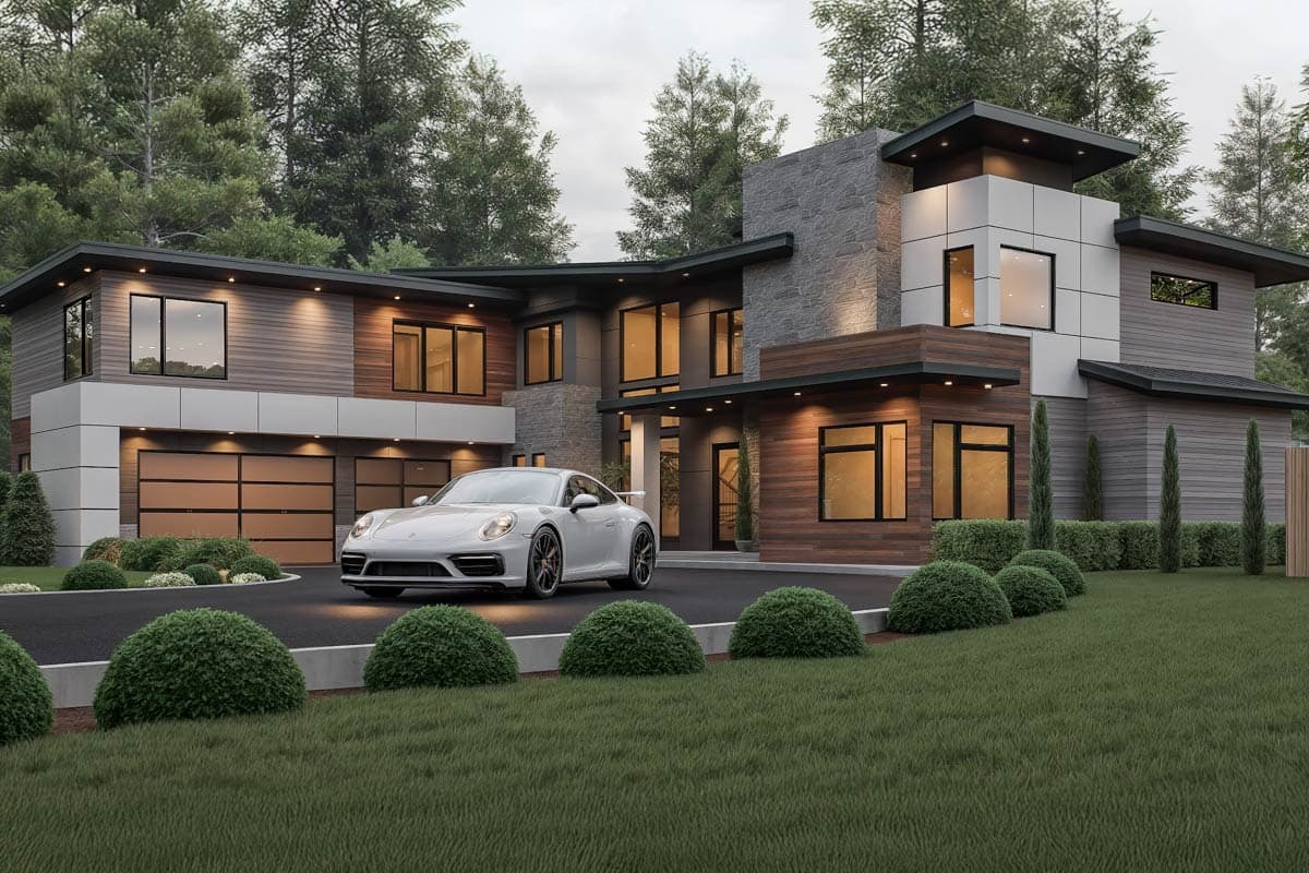 5-Bedroom 2-Story Luxury Modern Farmhouse with Courtyard Entry Garage ...