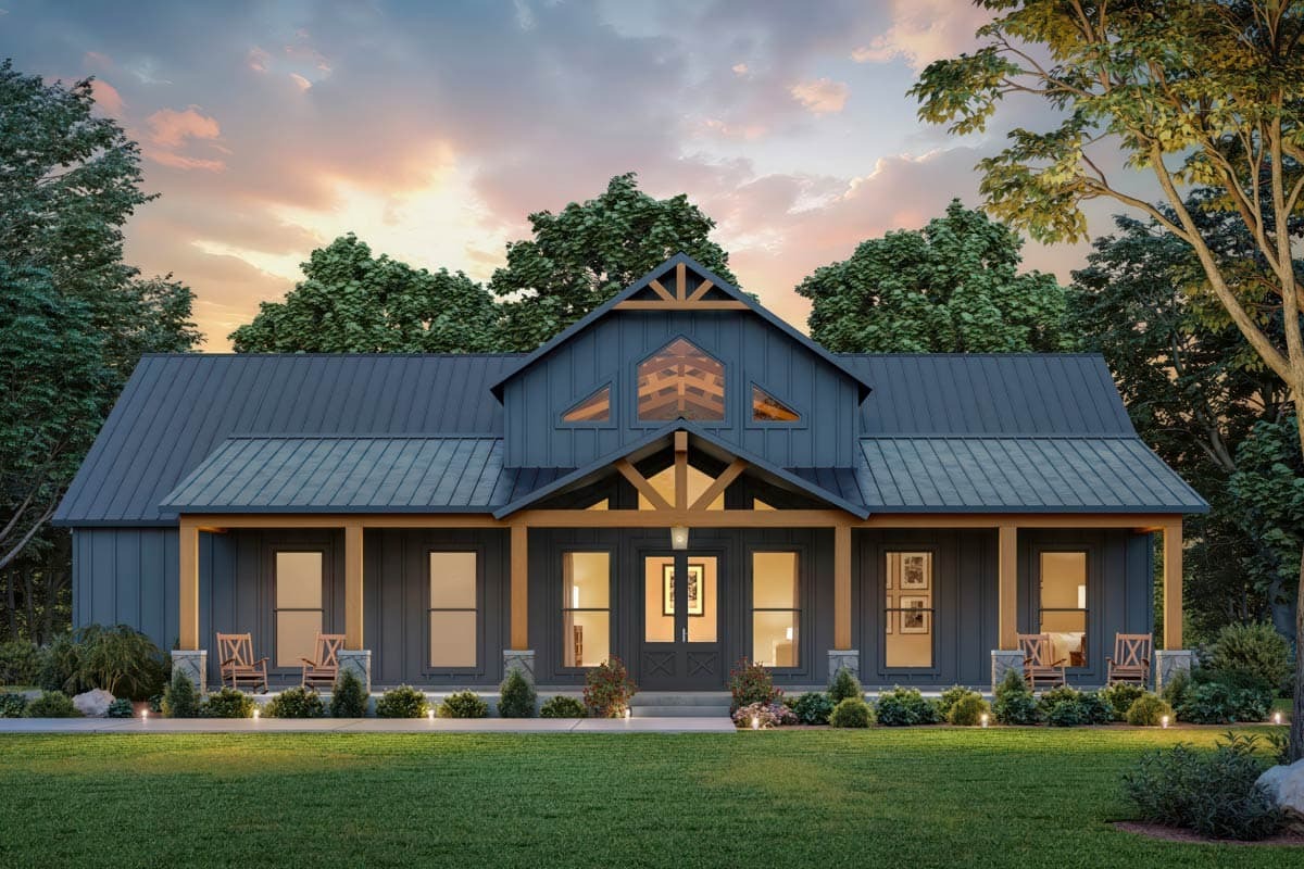 4-Bedroom 1-Story Barndo-Style Modern Farmhouse with Expansive ...