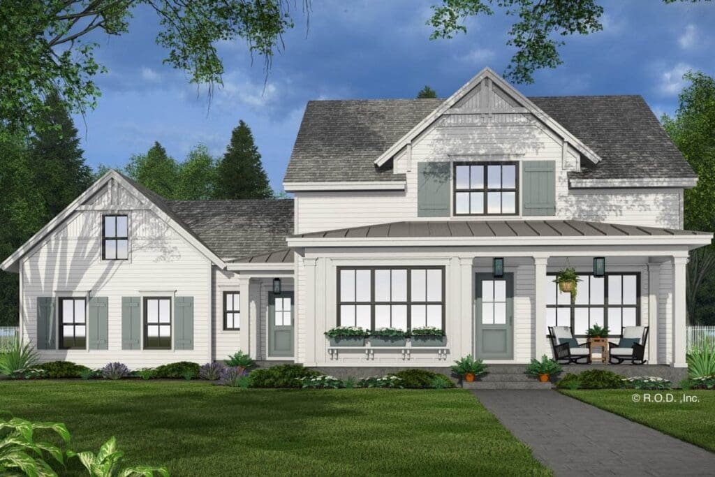 4-Bedroom 2-Story Modern Farmhouse with Bonus Expansion and Private ...